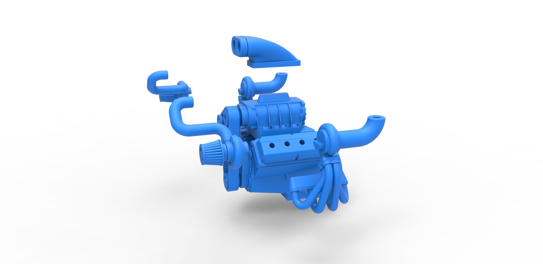 ArtStation - 3D printable Diecast Twin turbo supercharged V8 Engine ...