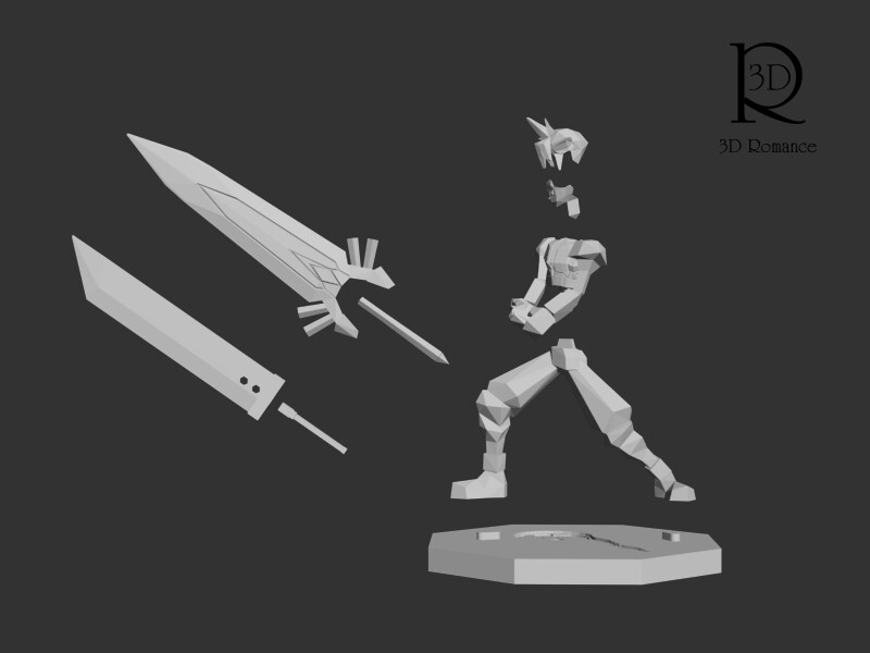 ArtStation - Cloud Strife Polygon Classic Battle Model for 3D Print ...