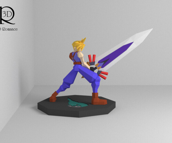 ArtStation - Cloud Strife Polygon Classic Battle Model for 3D Print ...