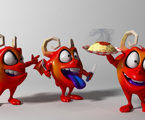 ArtStation - Cartoon Red Monster Rigged | Game Assets