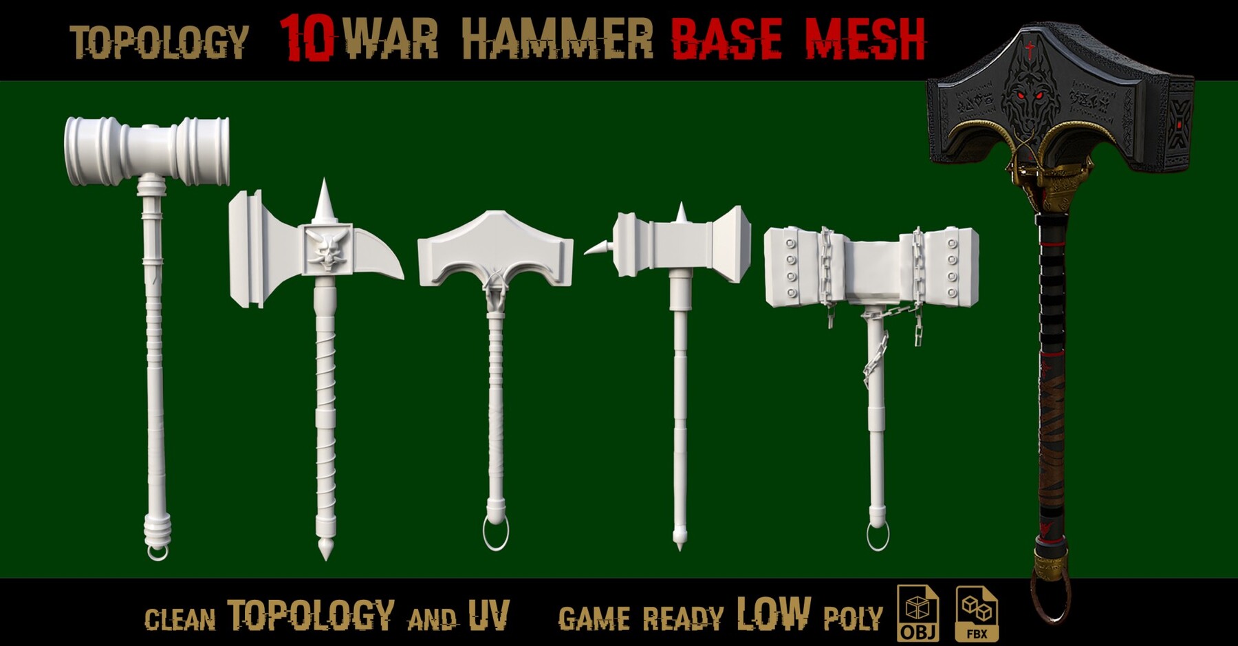 ArtStation - 10 war hammer bundle (base mesh) | Game Assets