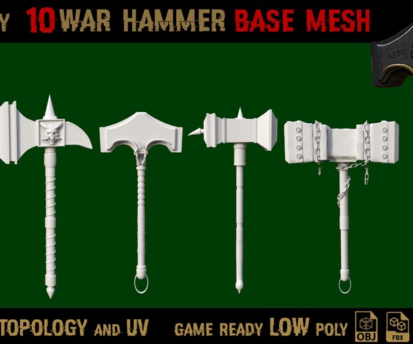 ArtStation - 10 war hammer bundle (base mesh) | Game Assets