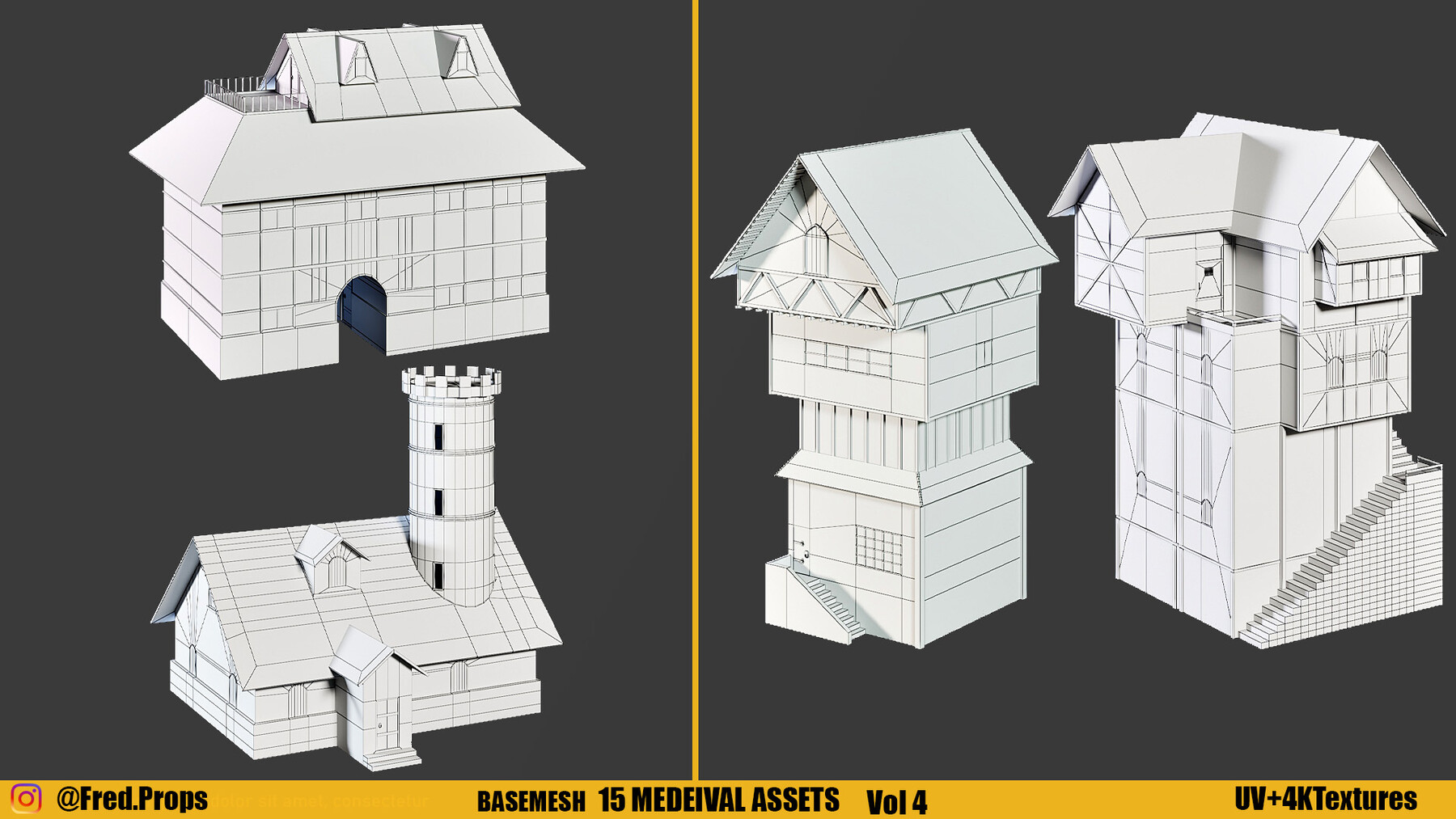 ArtStation - Kitbash: MEDIEVAL Assets + 4k Textures Vol 5 | Game Assets