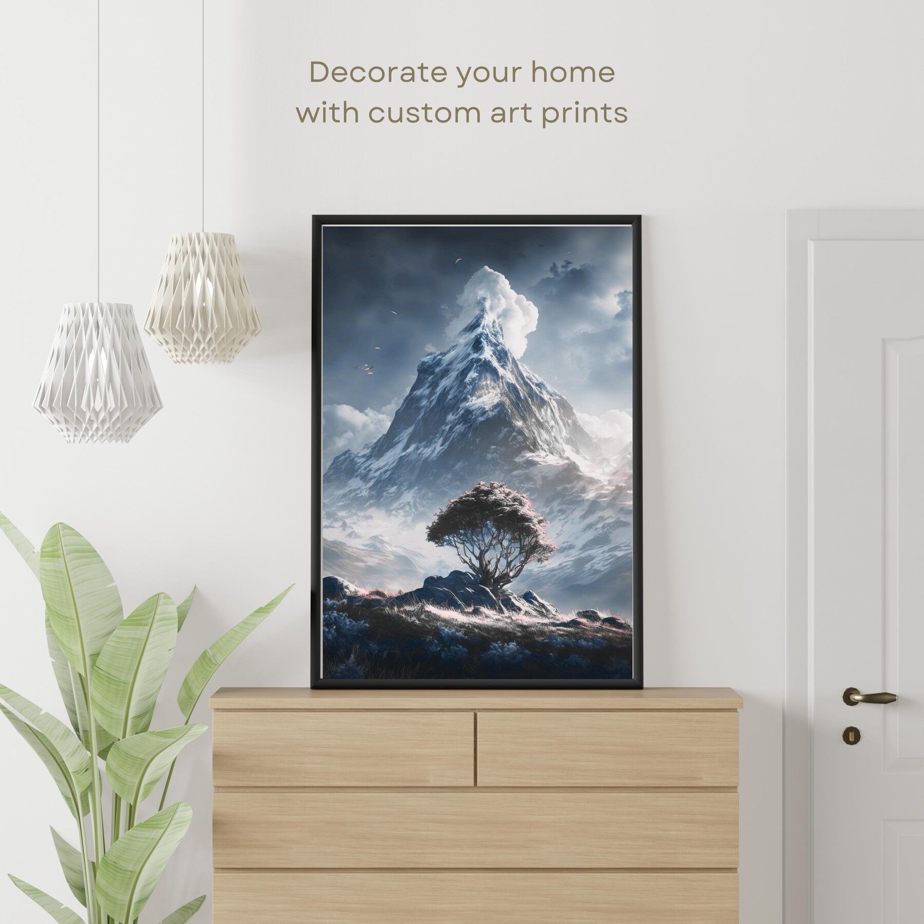 ArtStation - Flower Artwork, Watercolor Mountain Wall Art, Printable ...