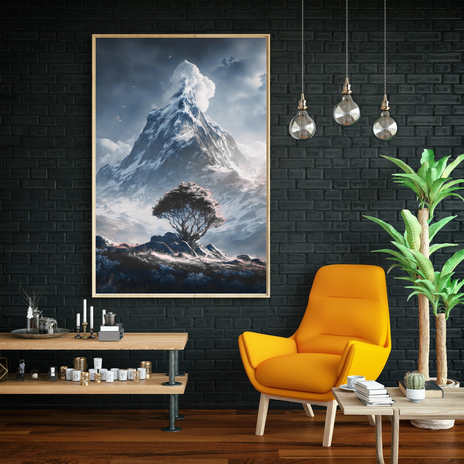 ArtStation - Flower Artwork, Watercolor Mountain Wall Art, Printable ...