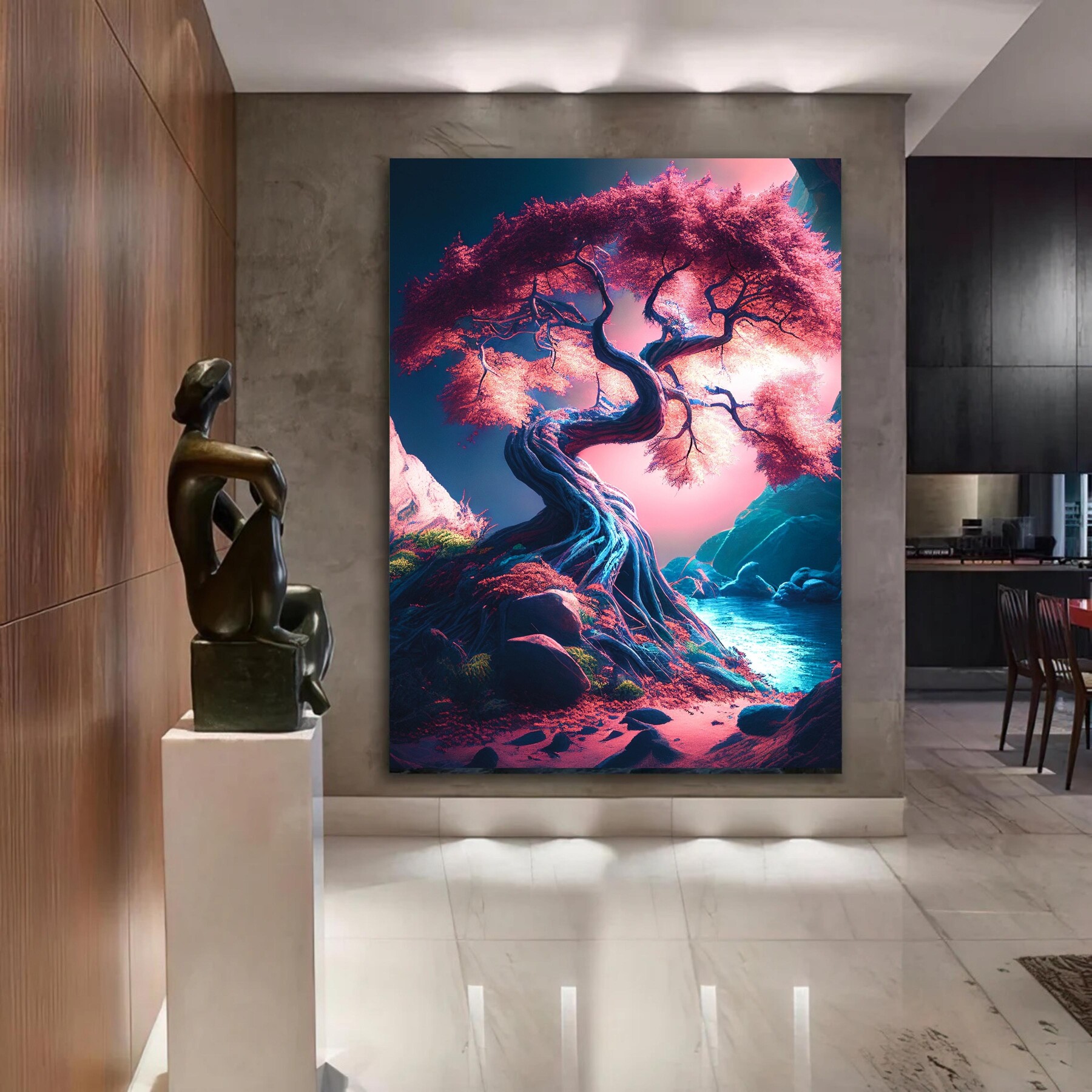 ArtStation - Red Tree Artwork, Watercolor Flower Wall Art, Printable ...