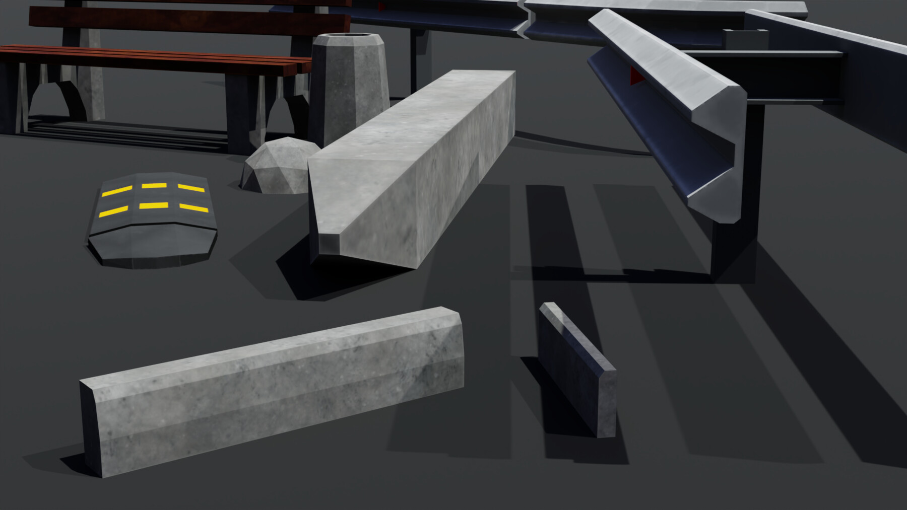 ArtStation - Road props for games, diffuse map, atlas, lp. | Game Assets