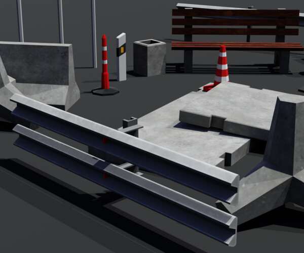 ArtStation - Road props for games, diffuse map, atlas, lp. | Game Assets