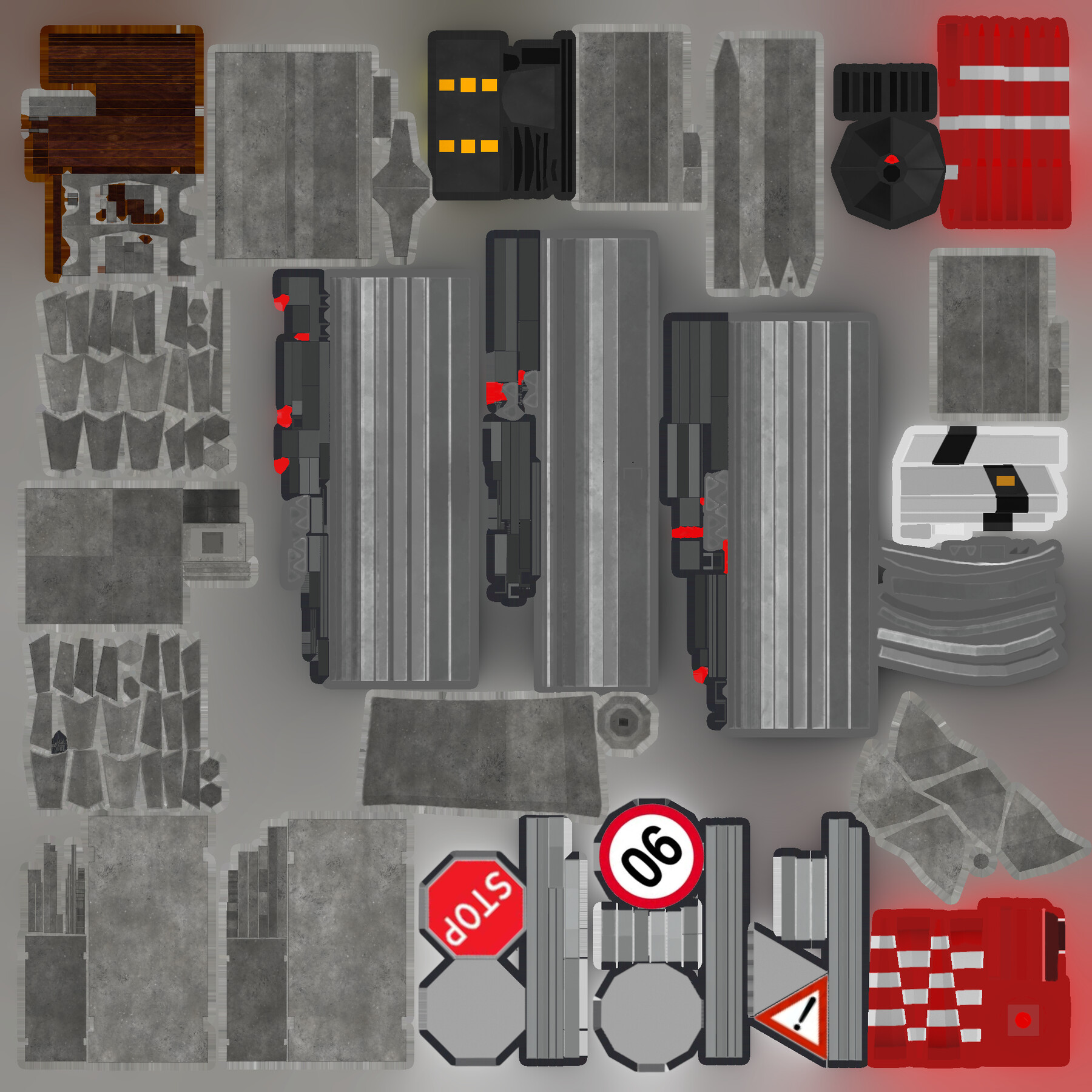 ArtStation - Road props for games, diffuse map, atlas, lp. | Game Assets