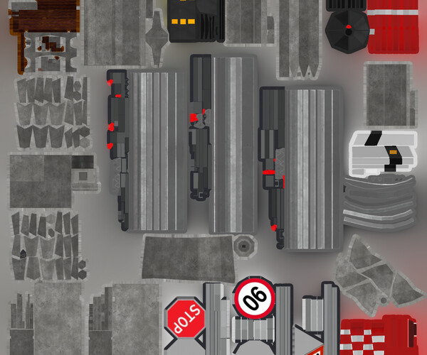 ArtStation - Road props for games, diffuse map, atlas, lp. | Game Assets