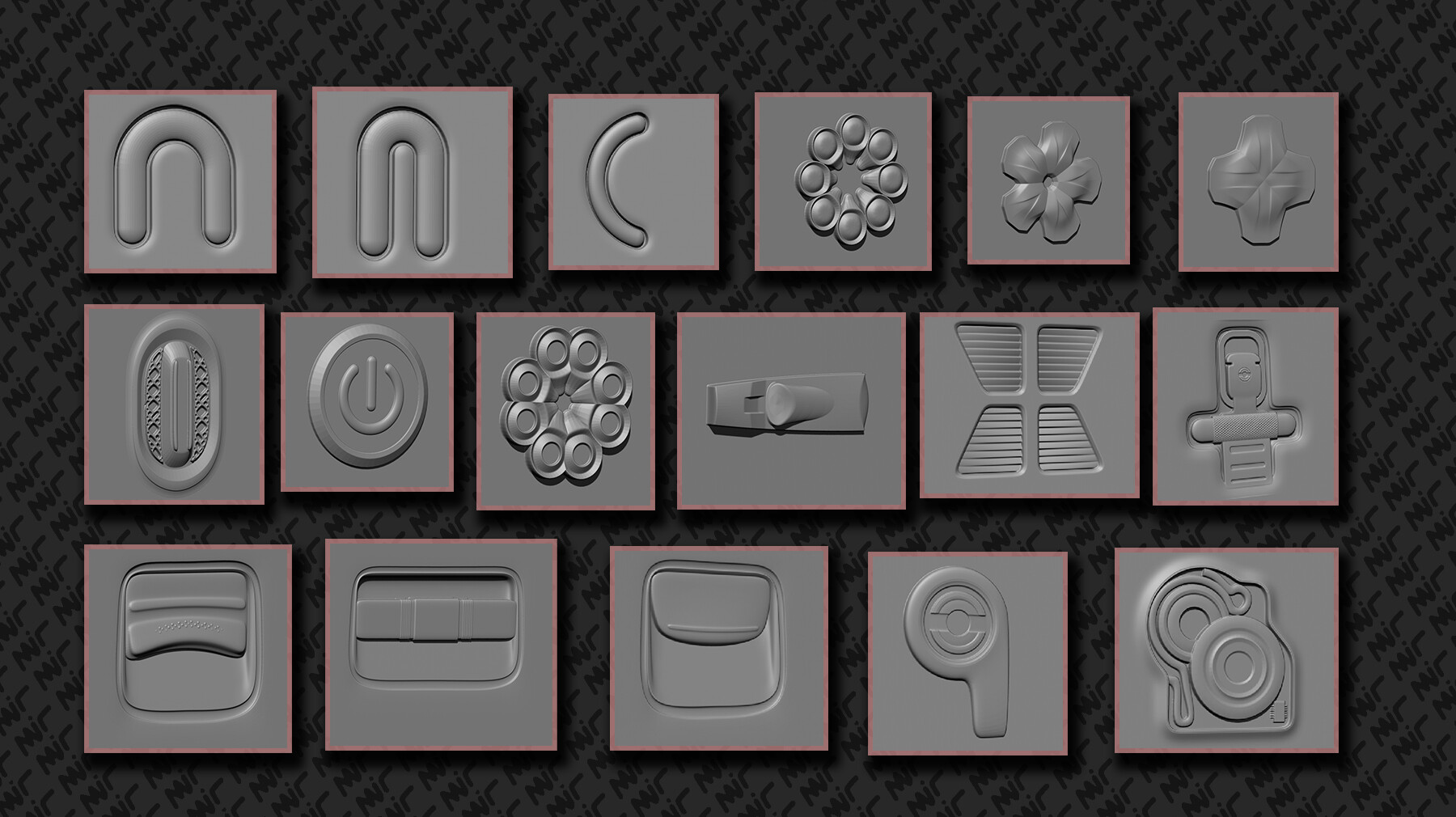 ArtStation - 60 hard surface height alpha map + normal map | Brushes