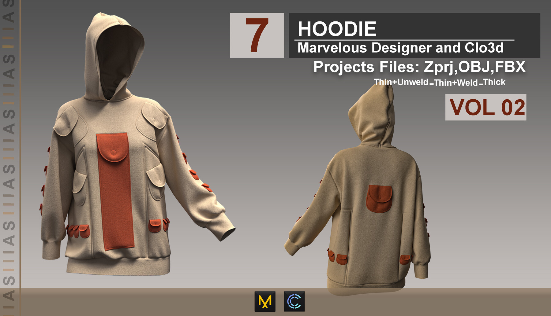 ArtStation - HOODIE MODELS VOL 2 (CLO3D AND MAEVELOUS DESIGNER) ZPRJ ...