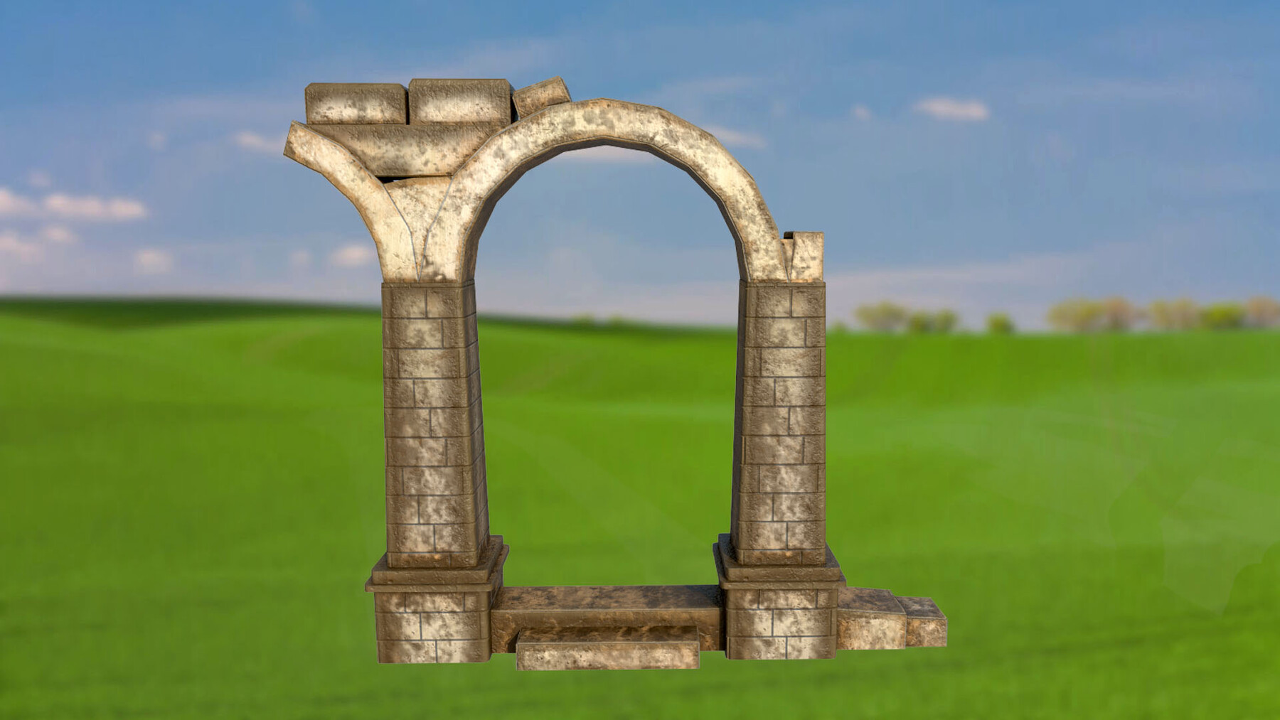 ArtStation - Wall stone arches destroyed PBR low-poly 3D model | Resources