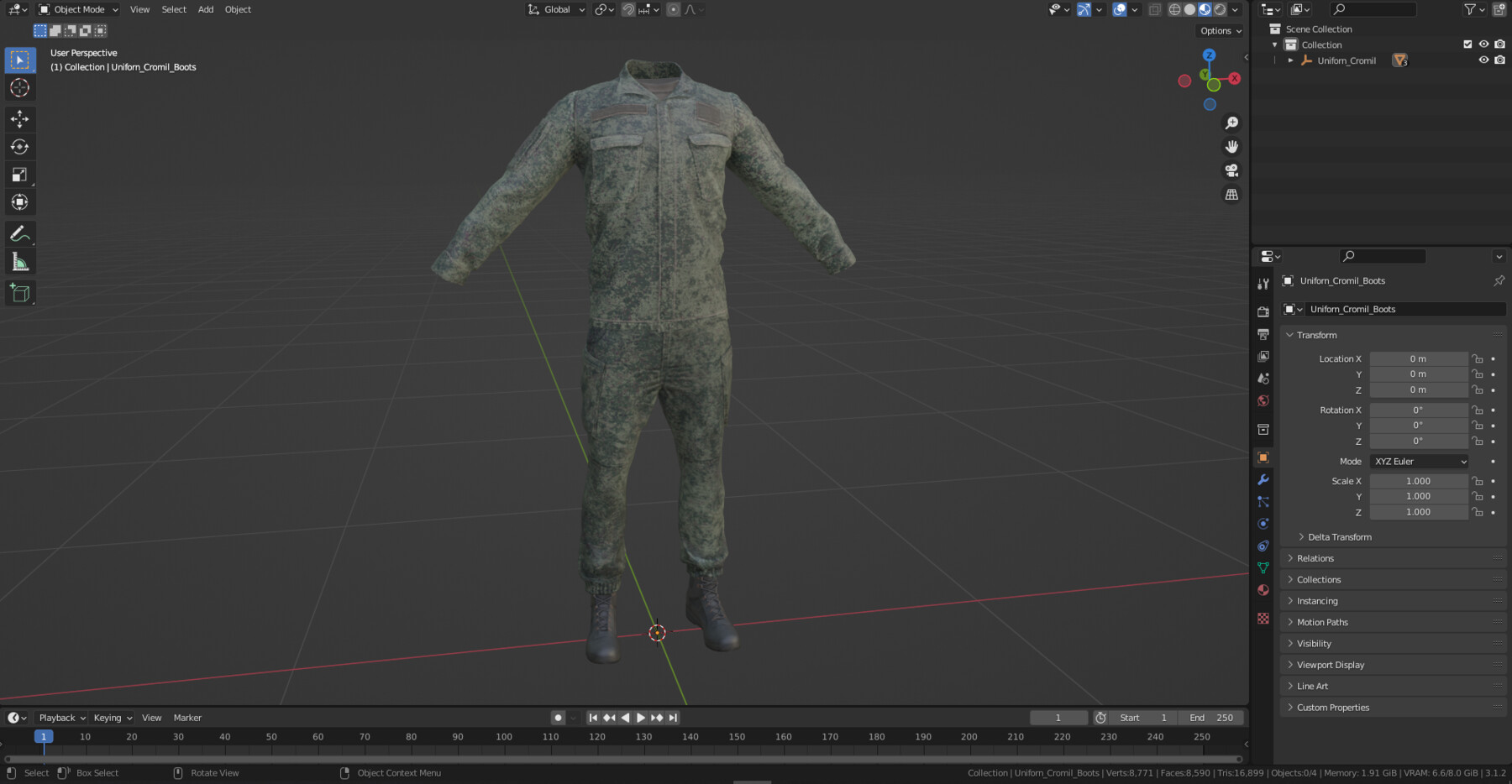 ArtStation - MILITARY Game Ready Uniform Low-poly 3D model | Game Assets