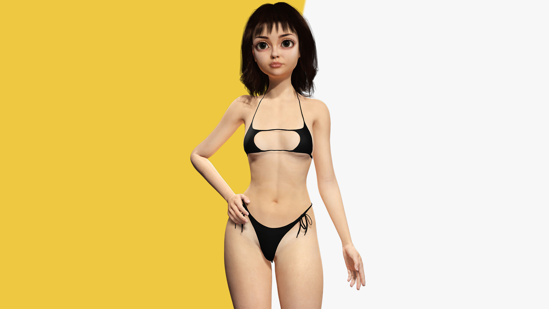 ArtStation - Realistic stylized cartoon Female 3D Model Naked Woman Rigged | Game Assets