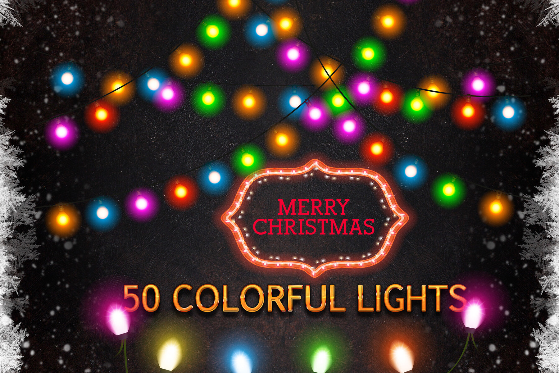 ArtStation - 50 Colorful Christmas lights, Merry Christmas decoration ...