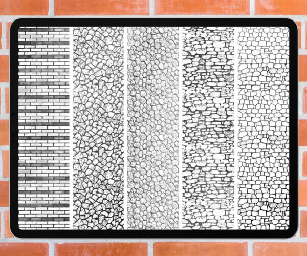 ArtStation - HD Seamless Brick Texture Brush Set For Procreate | Brushes