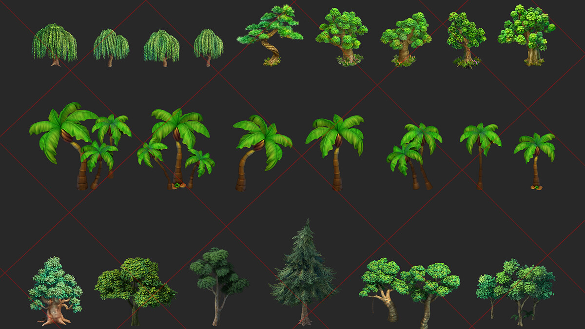 ArtStation - 131 Fantasy Tree, Grass, Flowers, Nature Game Asset | Game ...
