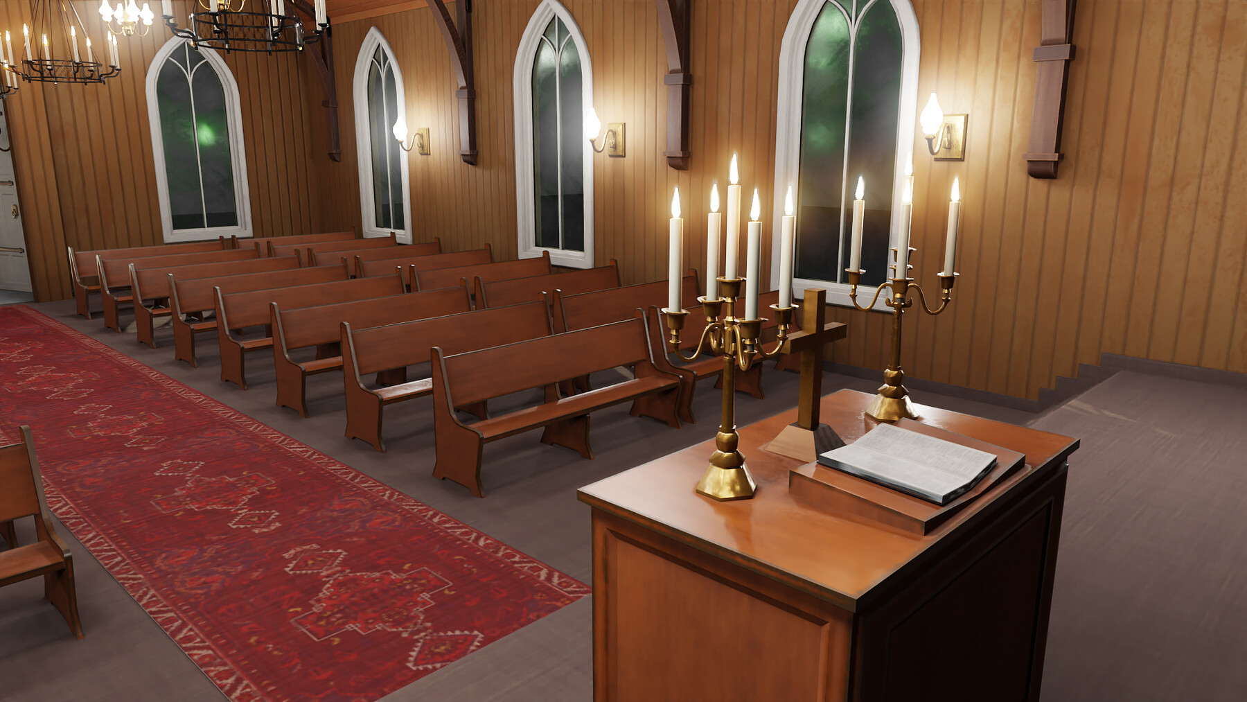 ArtStation - Low Poly Old Church With Interior PBR | Game Assets