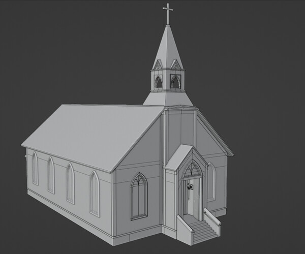 ArtStation - Low Poly Old Church With Interior PBR | Game Assets