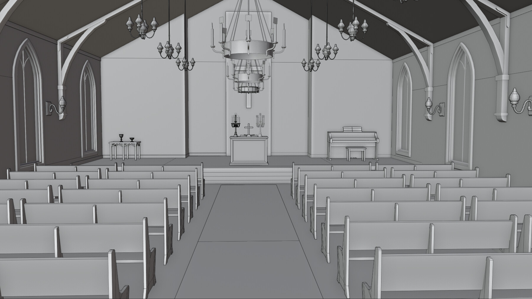ArtStation - Low Poly Old Church With Interior PBR | Game Assets