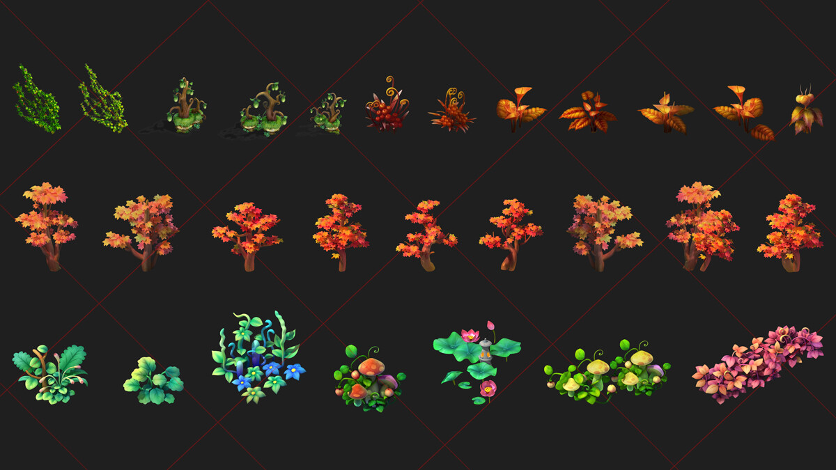 ArtStation - 111 Fantasy Tree, Plant, Grass, Flowers, Nature Game Asset ...