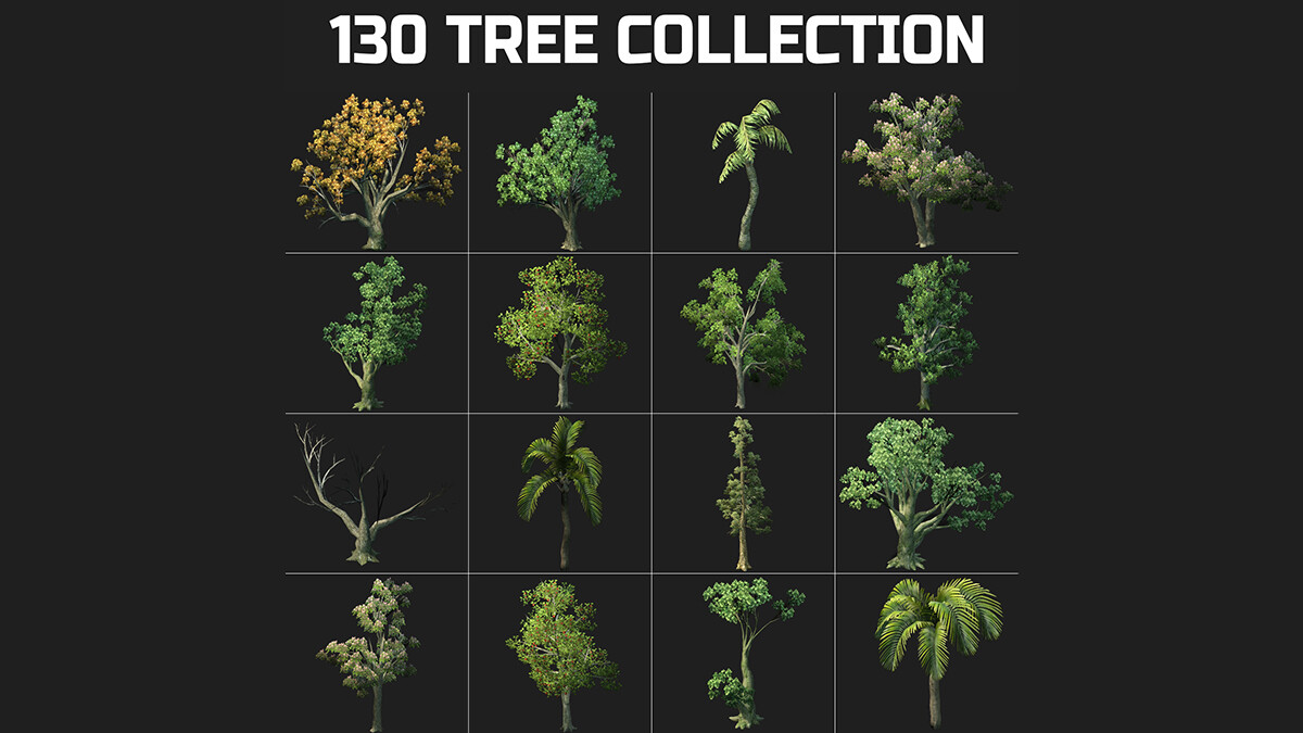 ArtStation - 130 Tree Collection Game Asset | Game Assets