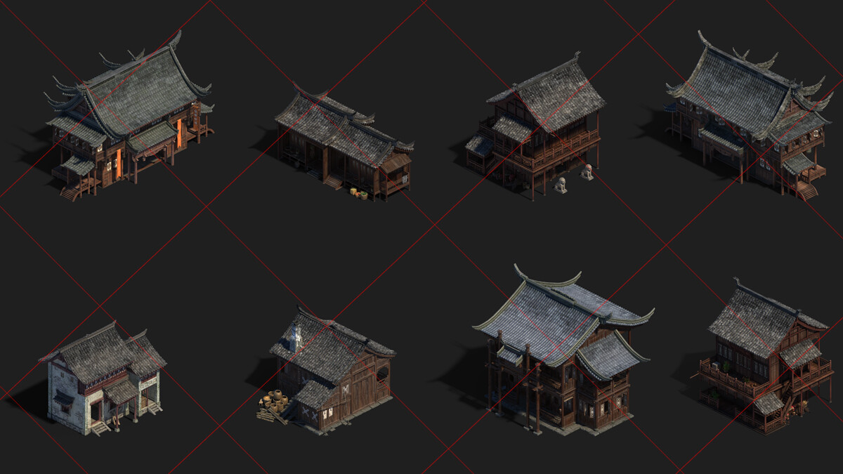 ArtStation - 30 Chinese Home, House, Building Game Asset | Game Assets