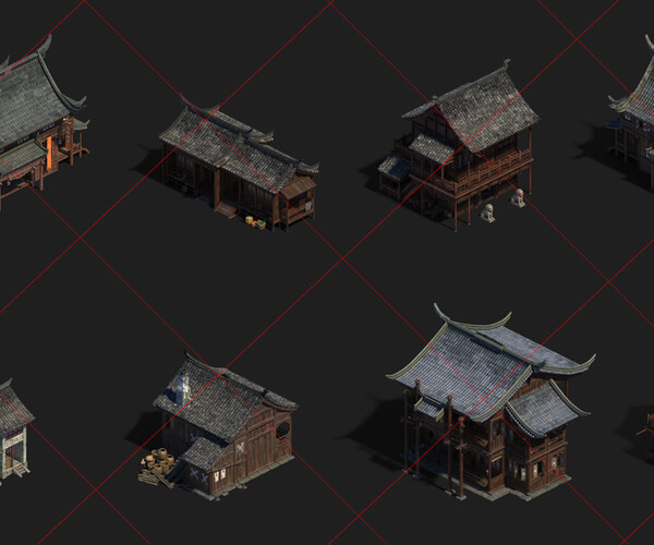 ArtStation - 30 Chinese Home, House, Building Game Asset | Game Assets