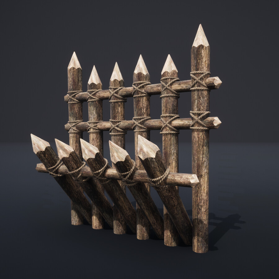 ArtStation - PALISADE BARRIER BARRICADE FENCE WALL DAM MEDIEVAL VILLAGE ...