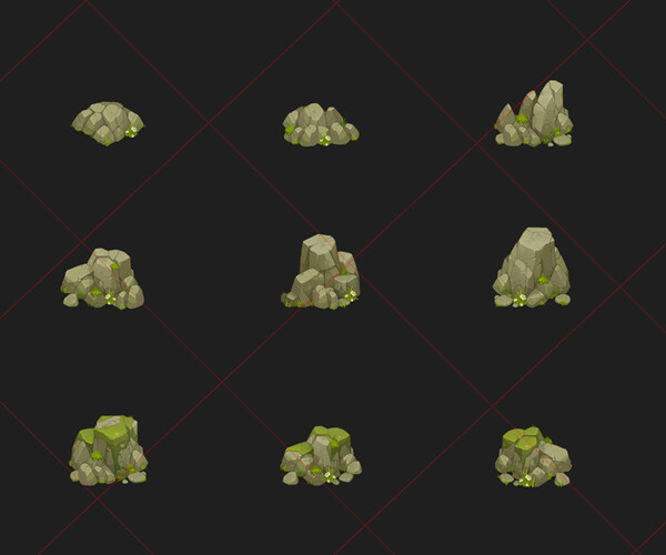 ArtStation - 30 Fantasy Cartoon Rock, Stone, Cliff, Mountain, Terrain ...