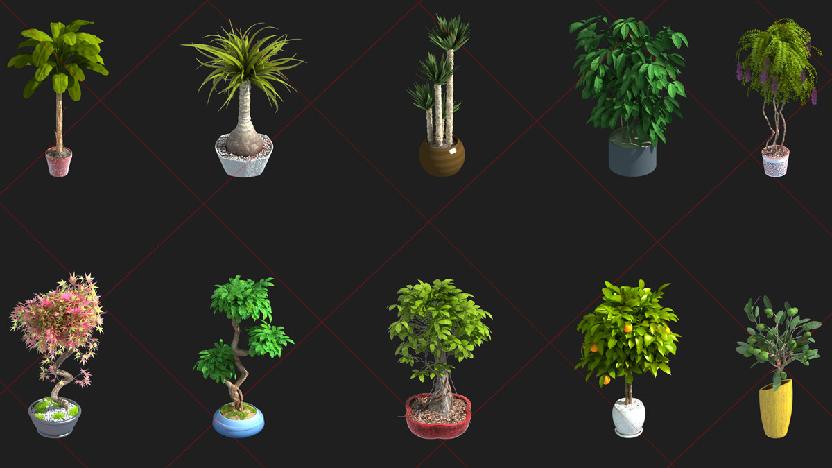 ArtStation - 45 Pot Plants Game Assets | Game Assets