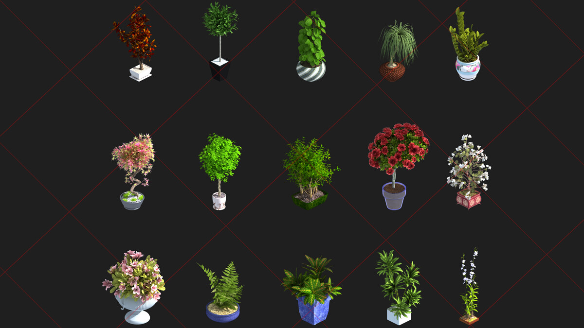 ArtStation - 45 Pot Plants Game Assets | Game Assets