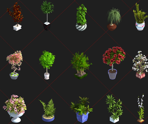 ArtStation - 45 Pot Plants Game Assets | Game Assets
