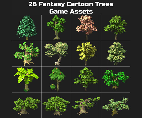 ArtStation - 26 Fantasy Cartoon Tree, Nature Game Assets | Game Assets