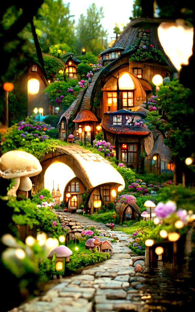 ArtStation - Hobbit fairy tale town at night Illustration Set | Artworks