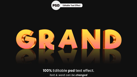 ArtStation - 3D Grand PSD fully editable text effect. Layer style PSD mockup template. | Artworks