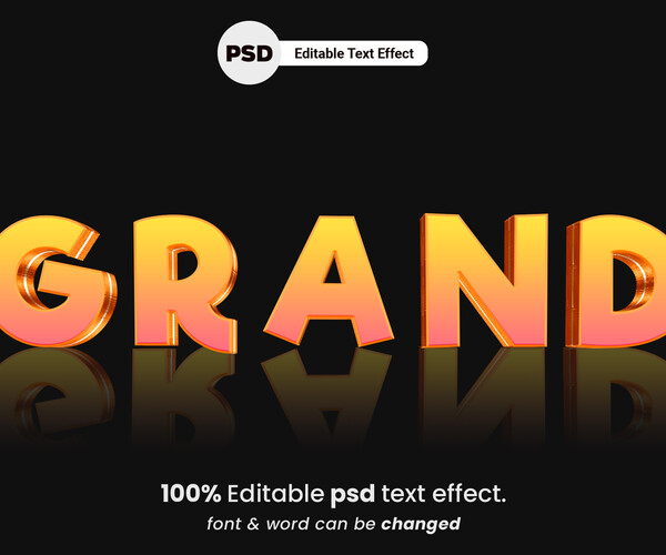ArtStation - 3D Grand PSD fully editable text effect. Layer style PSD ...