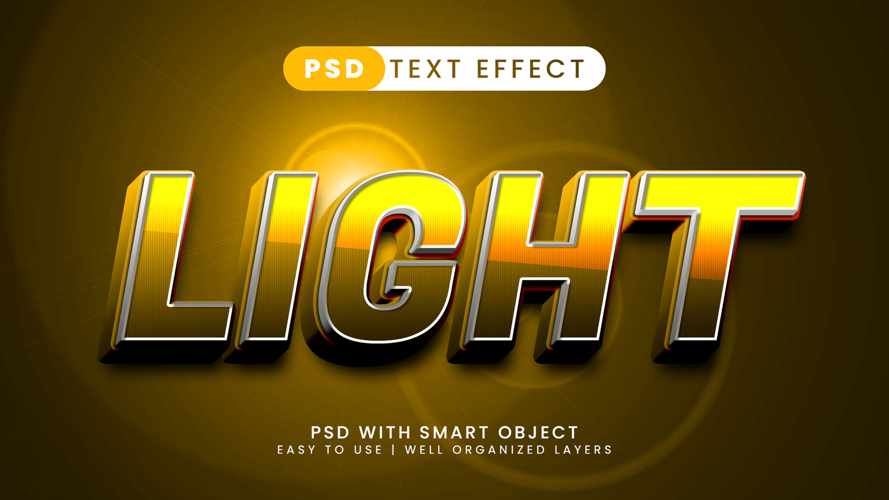 ArtStation - 3D Light PSD fully editable text effect. Layer style PSD ...