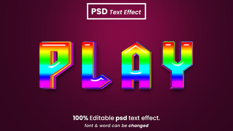 ArtStation - 3D Play PSD fully editable text effect. Layer style PSD ...