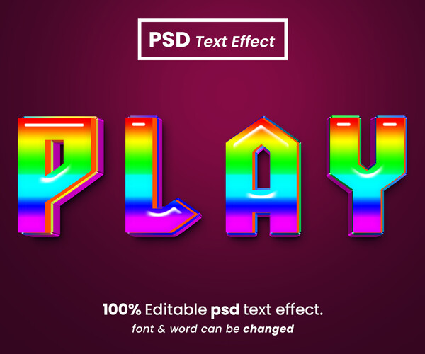 ArtStation - 3D Play PSD fully editable text effect. Layer style PSD ...