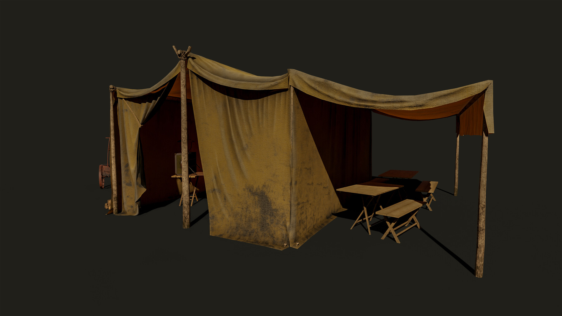 ArtStation - Camping Tent with props | Game Assets