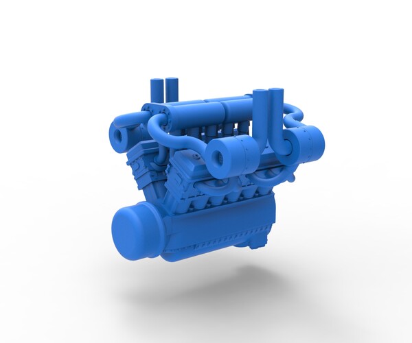 ArtStation - 3D printable Diecast Turbo engine V12 for pulling tractor ...