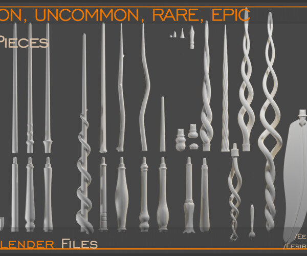 ArtStation - Wand Parts, plus Bonus Vampire Wand! | Game Assets