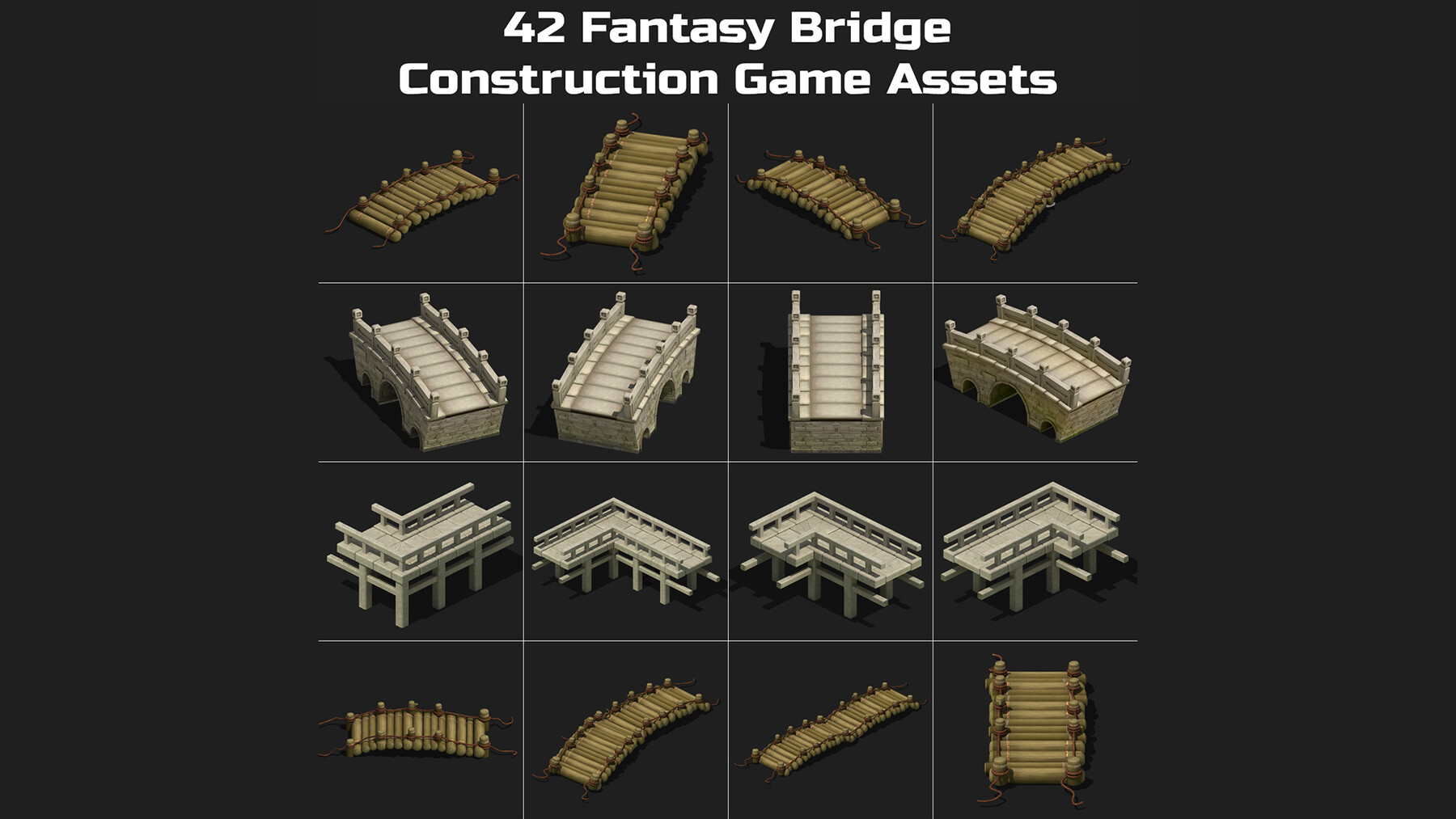 ArtStation - 42 Fantasy Bridge Construction Game Assets | Game Assets