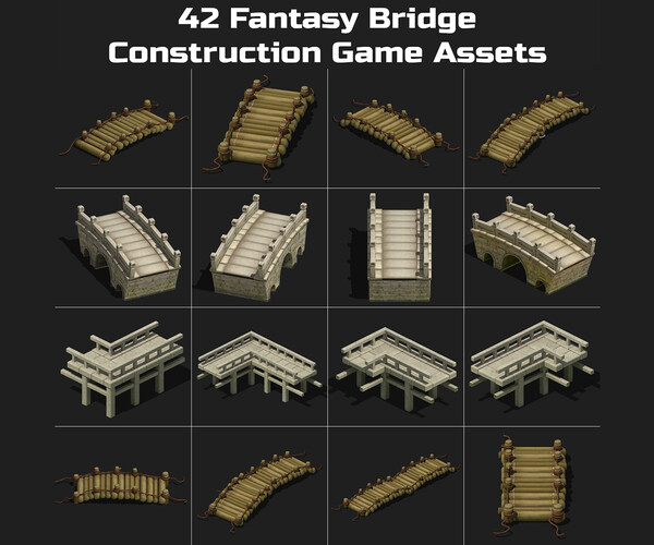 ArtStation - 42 Fantasy Bridge Construction Game Assets | Game Assets
