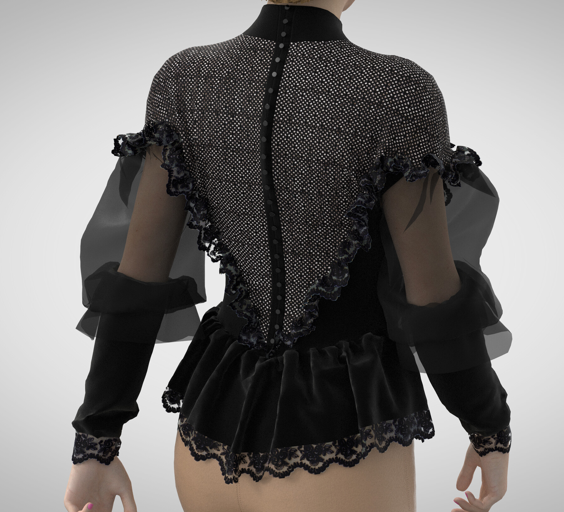 ArtStation - Beautiful designer blouse with black lace. | Resources