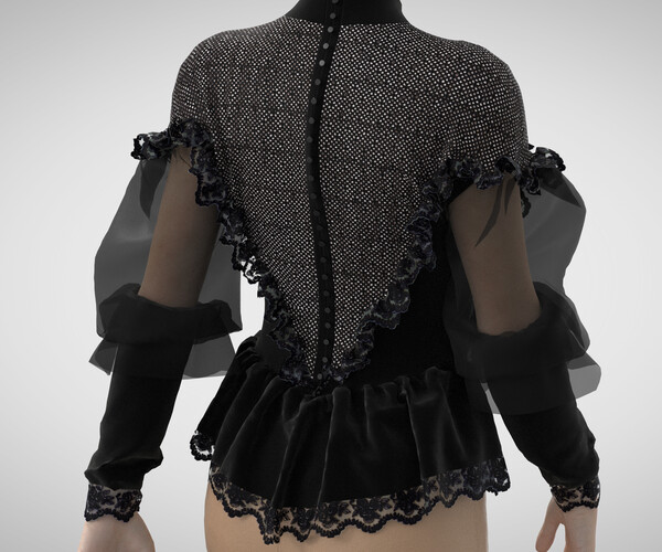 ArtStation - Beautiful designer blouse with black lace. | Resources