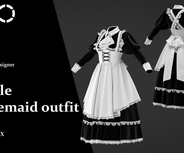ArtStation - Female housemaid outfit / Marvelous Designer/Clo3D project ...