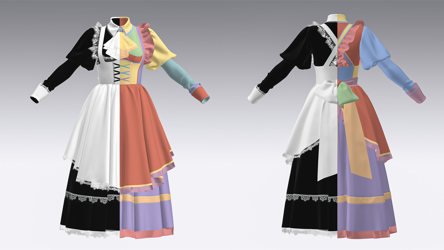 ArtStation - Female housemaid outfit / Marvelous Designer/Clo3D project ...